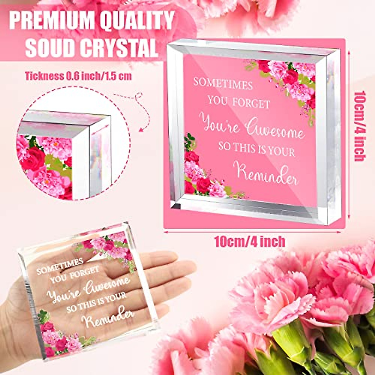 Inspirational Appreciation Gifts Sometimes You Forget You're Awesome Coworkers Thank You Gifts New Year Birthday Present Acrylic for Mother Women Friends Coworkers (Flower)