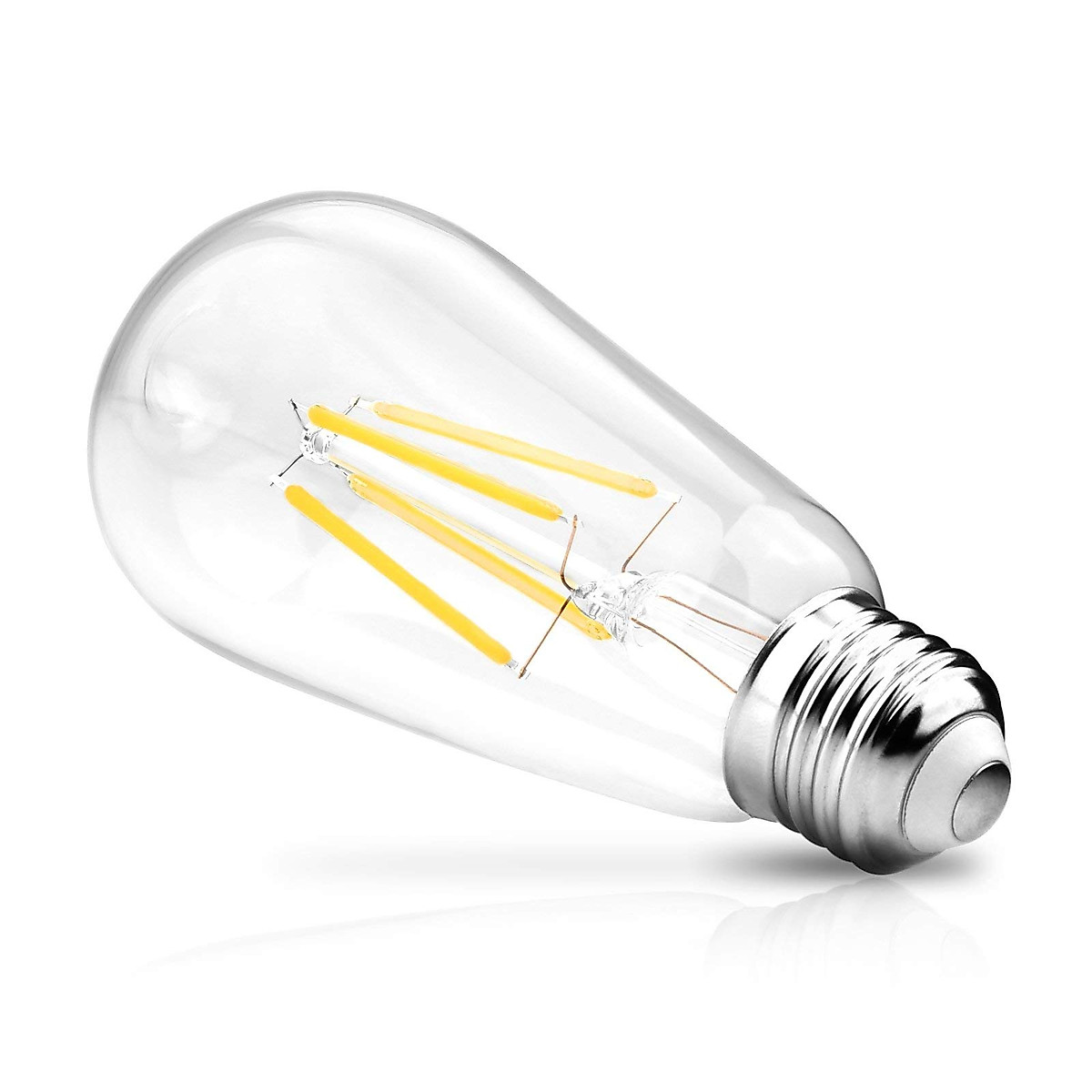 Ascher Vintage LED Edison Bulbs, 6W, Equivalent 60W, High Brightness Daylight White 4000K, ST58 Antique LED Filament Bulbs with 80+ CRI, E26 Medium Base, Non-Dimmable, Clear Glass, Pack of 6