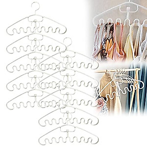 10PCS Wave Pattern Stackable Hanger: 8 Slots Multifunctional Magic Wave Pattern Hangere | Non Slip Stackable Space Saver Closet Organization Hangers | for Bra Top Camisole | Plastic Hanger (White)