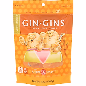 GIN GINS Spice Drops Ginger Candy by The Ginger People – Anti-Nausea and Digestion Aid, Individually Wrapped Healthy Candy – 3.5 oz Bags - Pack of 1