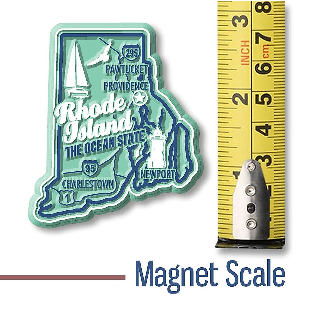 Rhode Island Premium State Magnet by Classic Magnets, 2.2" x 2.6", Collectible Souvenirs Made in The USA