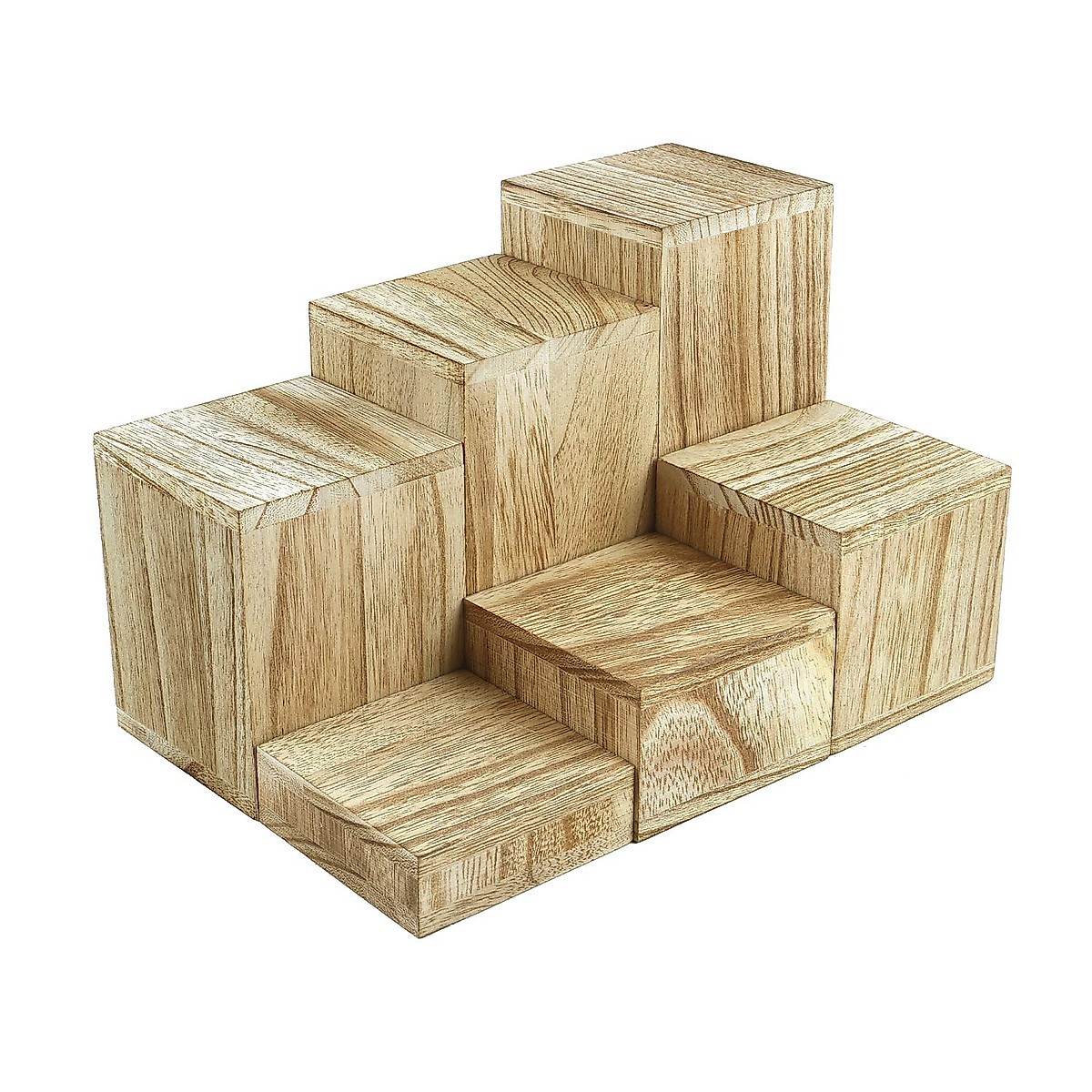 MOOCA Wooden 6 Pcs Square Risers for Display Jewelry and Accessories Display Stand Wooden Risers For Jewelry Figurine, Oak