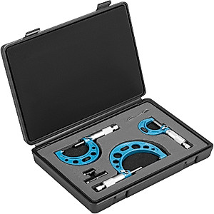 VEVOR Outside Micrometer Set, 0-3" Machinist Micrometer, 0.0001" Graduation Micrometer Set, 3 Pcs Machinist Tool Set, Alloy Precision Micrometer, Laser-Etched Micrometer Standard Set with Fitted Case