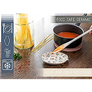 Nat & Jules Dainty Floral White 6 x 4 Glossy Ceramic Oval Countertop Spoon Rest