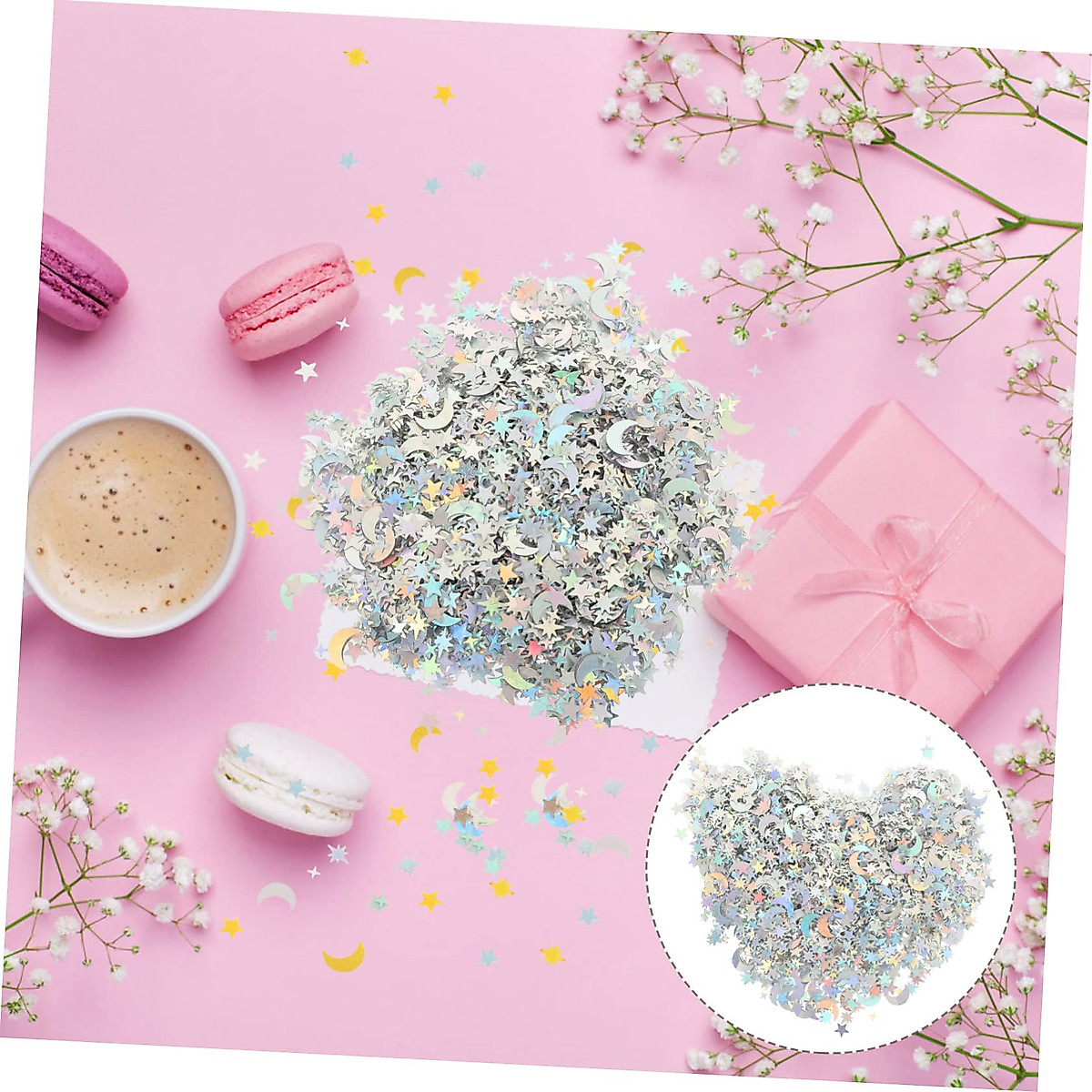 SEWACC 3pcs 1 Decorative Star and Moon Pieces Party Decorations Table Centerpieces Office Decor Anniversary Decoration Sequins Decorate Accessories Confetti Baby Balloon The Pet