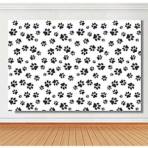 Cartoons Puppy Dog Paw Theme Photography Backdrops Kids Boys Birthday Party Banner Photo Background Newborn Baby Shower Candy Cake Table Decor Photobooth Props 5x3ft Vinyl