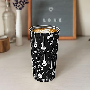 WANGZHAO Music Symbols Love Print Double Wall Stainless Steel Vacuum Insulated Tumbler Cup Home Thermal Cup