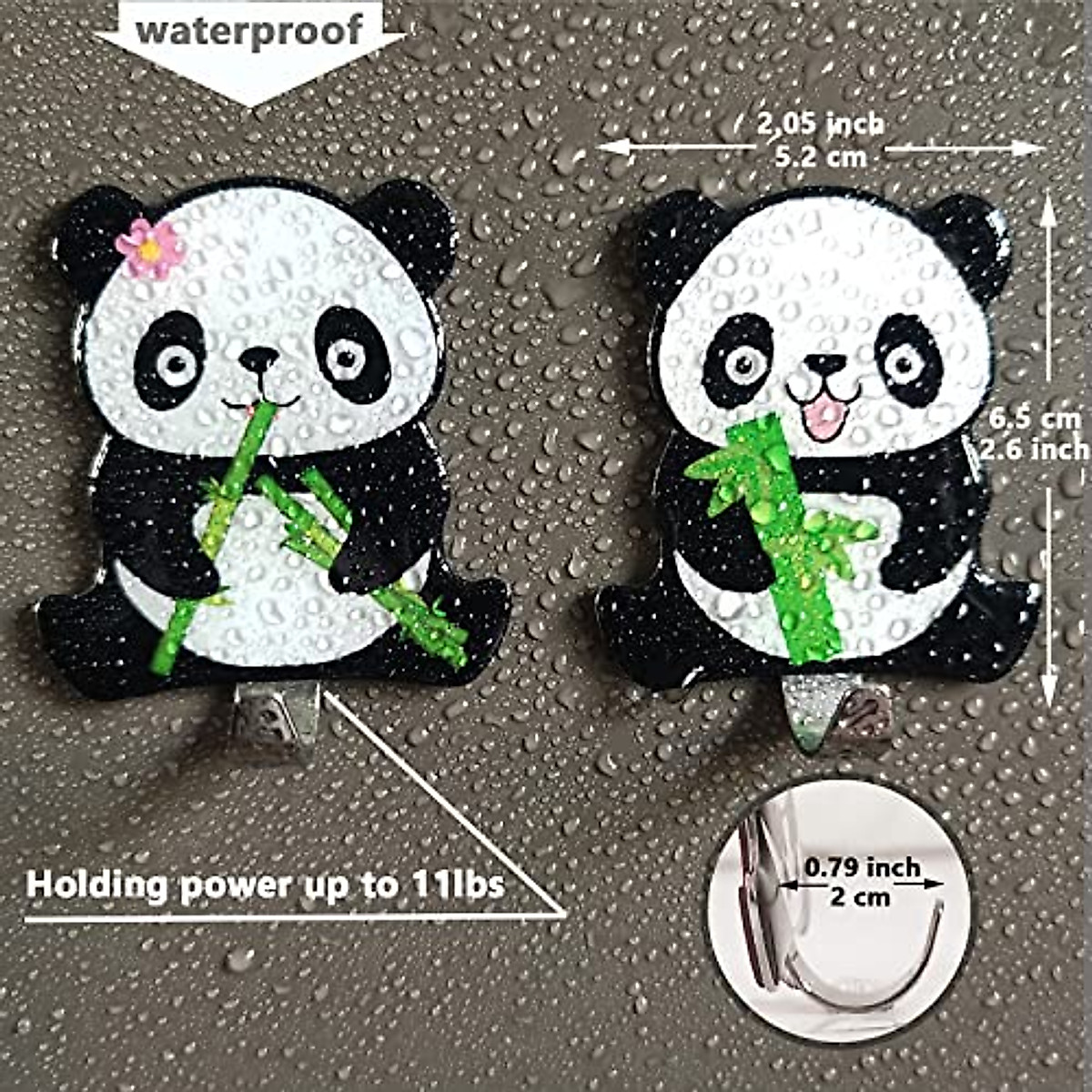 M MORCART Panda Wall Hangers Without Nails, Large Adhesive Hooks with Crystal-Like Glossy Surface, 4-Pack Heavy Duty Sticky Hooks for Hanging Keys Purse Towels Jewelry Calendar Backpack Mask