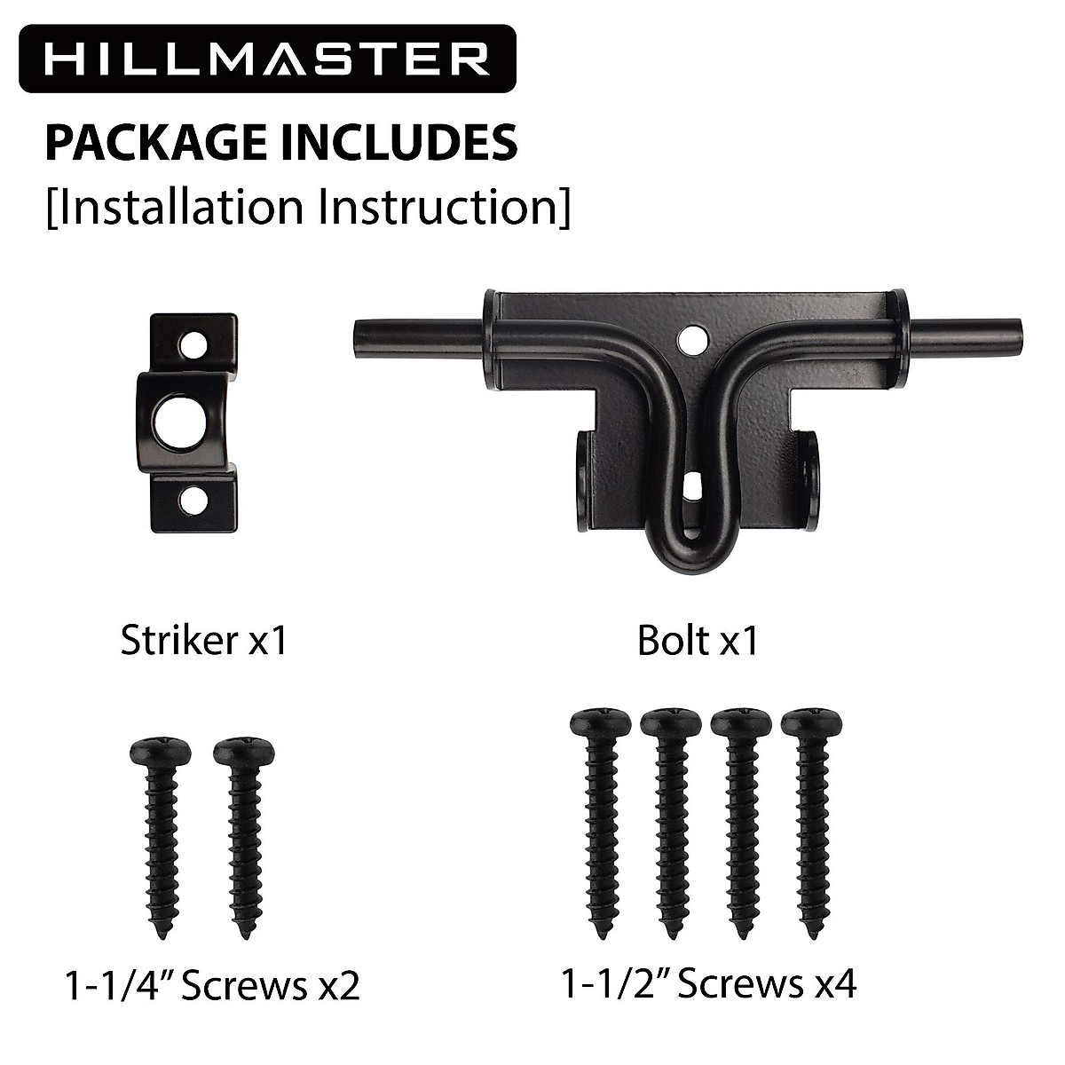 Hillmaster Slide Bolt Gate Latch for Wooden Fence Door Lock with Padlock Hole,Heavy Duty Sliding Bolt Gate Lock Door Latch Black Barrel Bolt Slide Latches Gate Hardware for Wood Vinyl Fenc Barn Shed