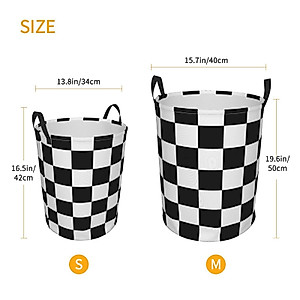 Foruidea Black and White Checkerboard Pattern Laundry Basket,Laundry Hamper,Collapsible Storage Bin, Oxford Fabric Clothes Baskets,Nursery Hamper For Home,Office,Dorm,Gift Basket