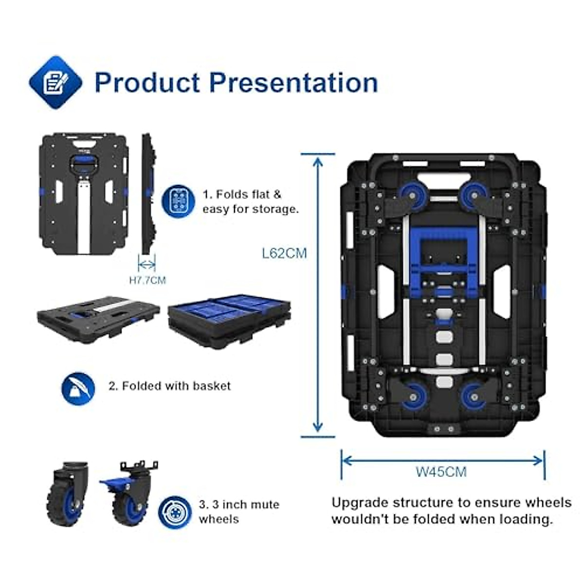Platform Truck Heavy Platform Truck Pp Platform Hand Truck Load 300lbs Folding Push Cart Aluminum Moving Dolly Cart Portable Flatbed Cart Reliable