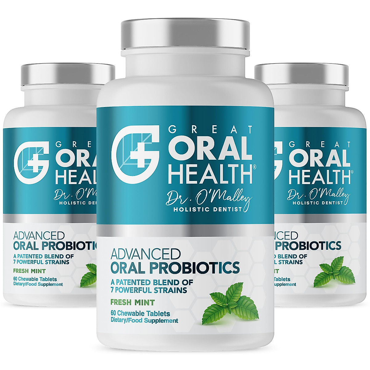 Oral Probiotics for Mouth Bad Breath Treatment for Adults: Dentist Formulated BLIS K12 M18 Advanced Oral Probiotics for Teeth and Gums, 60 Chewable Oral Health Probiotics Supplement Tablets (Mint 3pk)