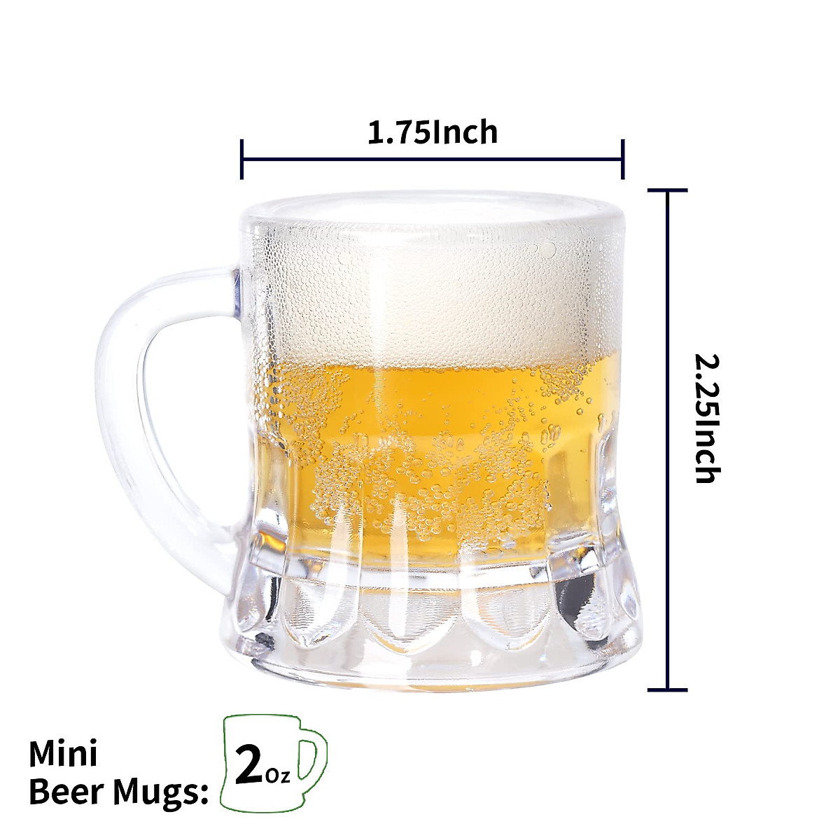 ZZYFGH Mini Plastic Beer Mugs, 2 Oz Mini Beer Glasses Shot Glasses with Handle for Party (Set of 12)