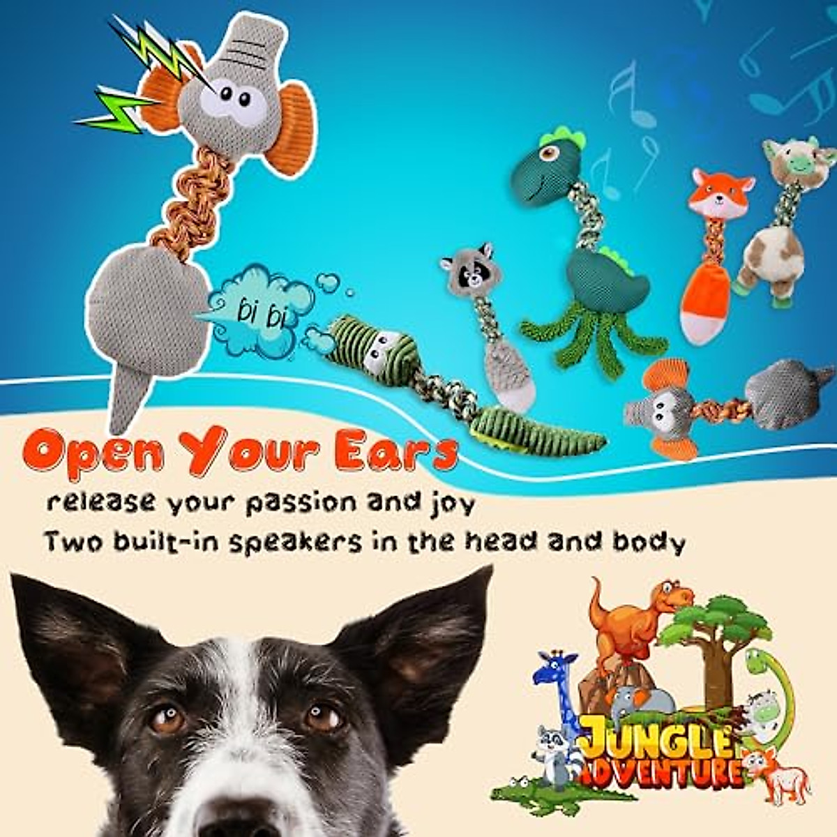 xihett Puppy Chew Toy,Squeaky Dog Toys Interactive,Plush Middle with Thick Rope Dog Chew Toys for Anxiety Relief Big Middle and Small Dog Pet Toys,Cute Interactive Toy (Elephant)