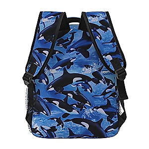 Killer Whales Orcas Print Casual Bookbag Backpack For Travel Teen Girls Boys Adult Gift