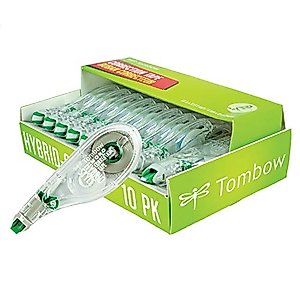 Tombow 68721 MONO Hybrid Correction Tape, 10-Pack. Easy To Use Applicator for Instant Corrections