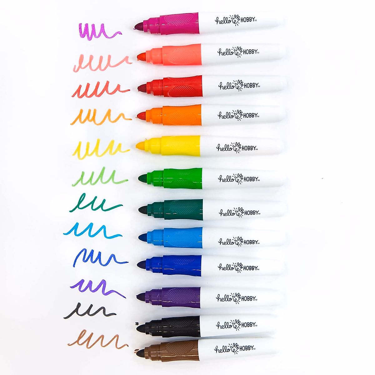 Hello Hobby 12 JUMBO MARKERS | CLASSIC COLORS | Non-Toxic Water-Based Washable