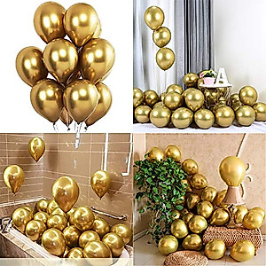 Chrome Metallic Balloons for Party 50 pcs 12 inch Thick Latex balloons for Birthday Wedding Engagement Anniversary Festival Picnic Family Party Decorations-Gold