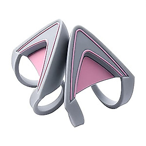 HUYUN Silicone Headsets Cat Kitty Ears Lovely Attachable Accessory Perfect Compatible for SteelSeries Arctis 5, Bose NC700 QC35 Silver Gray White Mercury Headphones