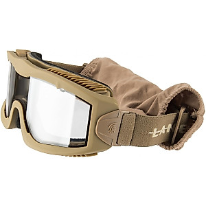 Lancer Tactical AERO Airsoft Tactical Safety Goggles -3mm Dual Pane Lens, Anti-Fog Glasses for Hunting and Cycling-One Len (TAN)