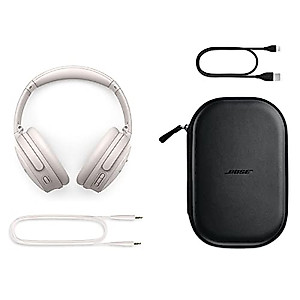 Bose QuietComfort 45 Wireless Noise Cancelling Headphones, White Smoke with Power Bank Charger