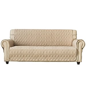 Ameritex Couch Sofa Slipcover 100% Waterproof Nonslip Quilted Furniture Protector for Dogs, Children, Pets, Machine Washable (Beige, 68")