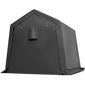 ADVANCE OUTDOOR 6X6 ft Storage Tent Outdoor Portable Shelter Shed with 2 Rolled up Zipper Doors & Vents Carport for Motorcycle Waterproof and UV Resistant Anti-Snow Portable Garage Kit Tent, Gray
