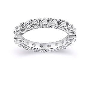 ORENTINI 18K White Gold Plated Cubic Zirconia 4x4MM Square Princess Cut Eternity Ring Band for Women Men