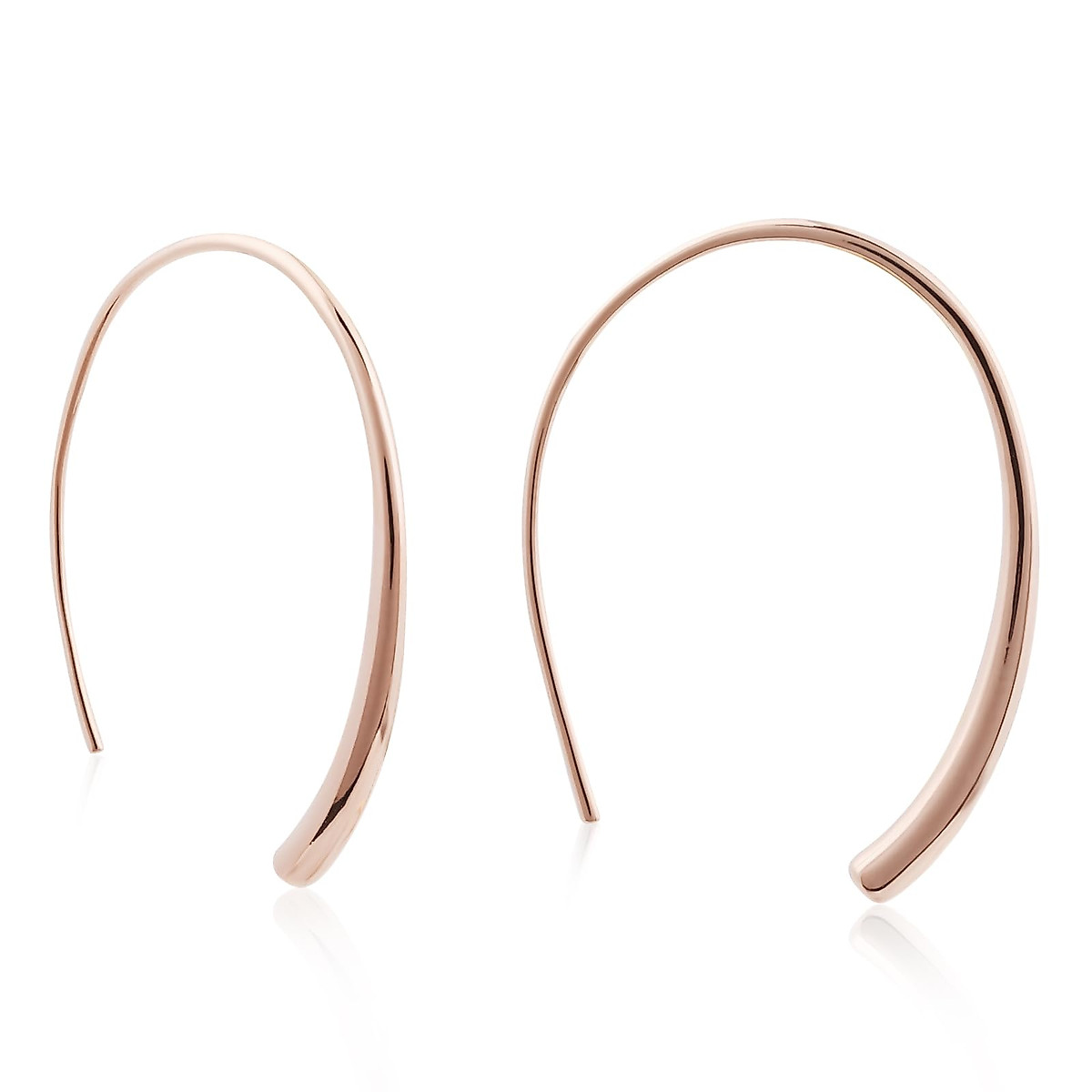 Handmade Pull Through Earrings Rose Gold Earrings Hypoallergenic Drop Open Hoop Earrings Dangle Threader Silver Earrings for Women Trendy