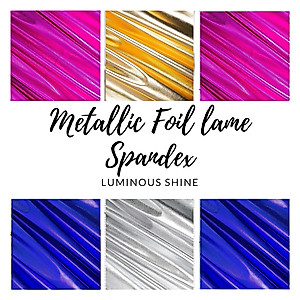 FabricLA | Silver Polyester Fabric | Metallic Foil Lame Spandex Material | 4-Way Stretch Knit Fabric | 60" Inches Wide | Polyester Fabric by The Yard for Dancewear, Costumes & Decoration - 1 Yard