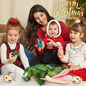 MorisMos Plush Alligator Stuffed Animal with Baby Alligators,23.6'' Mommy Stuffed Alligator with 3 Baby Crocodile Stuffed Animals & 3 Plush Eggs,Lifelike Alligator Toys for Kid Birthday