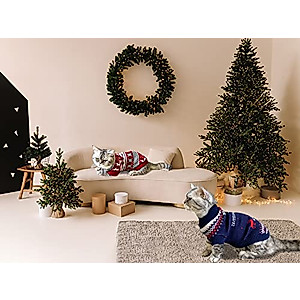 CooShou 2Pcs Dog Christmas Sweater Cat Christmas Sweater Cat Dog Knitwear Sweater Xmas Pet Clothes Winter Warm Reindeer Snowflake Merry Christmas Cat Sweaters for Small Medium Cats Dogs XXL