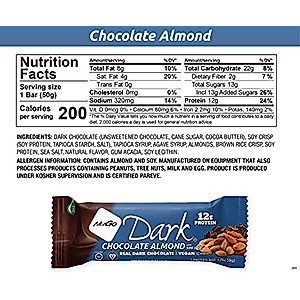 NuGo Dark Variety - Pretzel w/ Sea Salt 12 bars & New! Chocolate Almond with Sea Salt 12 bars, 12g Vegan Protein, 200 Calorie, Gluten Free, 24 count