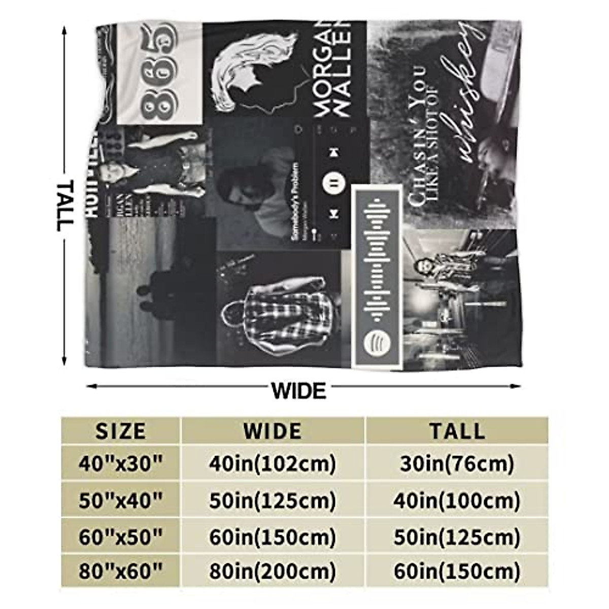 Morgan Wallen Blanket Soft Music Album Cover Collage Throw Blanket Soft Flannel Blanket Fleece Super Plush Soft Warm for Napping, Couch Chair, Living Room Singer Fans Gift 50x40 in