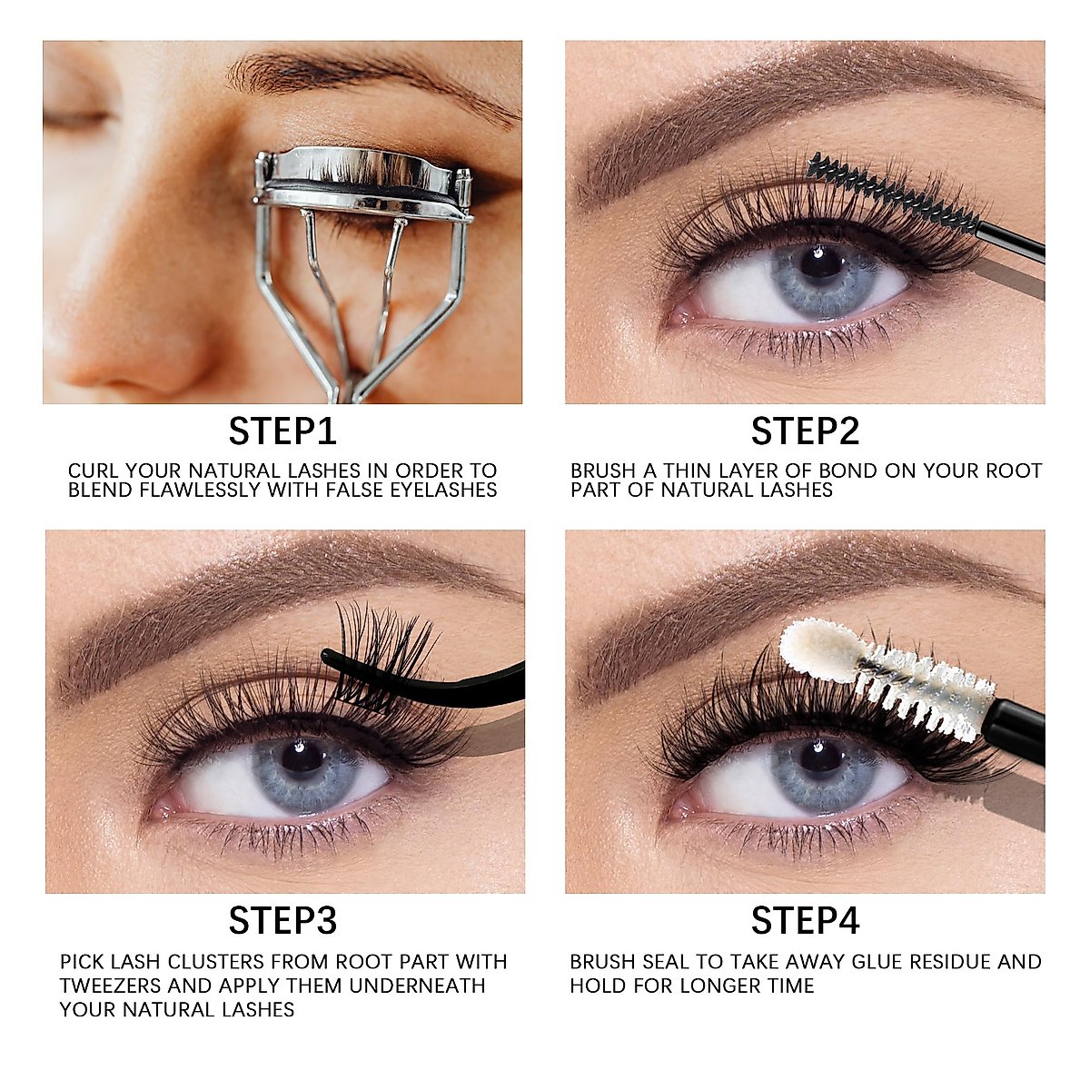 GAQQI Lash Clusters, Individual Lashes C Curl, DIY Lash Extension 10-16mm Mixed Length False Eyelash Clusters 120PCS, Natural & Wispy Lash Wisps (C Curl,10-16mm)