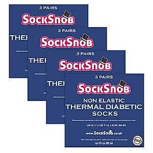 12 Pack Mens Viloft Non Binding Thermal Diabetic Socks | Sock Snob (7-12, Grey)
