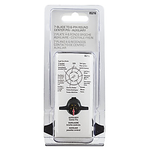 Reese Towpower 85216 7-Way Blade to 6-Pin Center Pin Auxiliary Adapter , Black