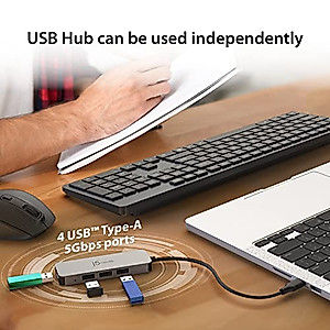 j5create Foldable Aluminum Laptop Stand with USB 4-Port Hub, Portable Notebook Riser with 4 USB3.2 Ports for MacBook, Laptop, phone and Tablets up to 16 inch (JTS223)