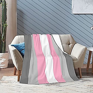 Demigirl Pride Flag Throw Blanket,Pride Blanket for Bed Sofa Couch Soft Flannel Fleece Lightweight Throw Blanket for Adult Boys Girls 60"X50"