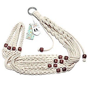 Mkono Macrame Plant Hanger Indoor Outdoor Hanging Planter Basket Cotton Rope with Beads 35 Inch