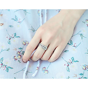 DAOCHONG 925 Sterling Silver Good Luck Irish Love Trinity Woven Celtic Knot Band Ring for Women Size 7.5 (7.5)