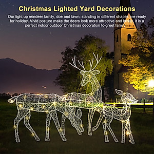 3pcs Christmas Reindeers Lighted Christmas Deer Family Set Light up Reindeer Yard Decorations Christmas Deer Family Set Christmas and Holiday Decoration for Yard