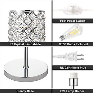 Crystal Floor Lamp with Bulb for Girls Bedroom Silver, Living Room, Modern Tall Glam Minimalism Pole Corner Standing Light for office, Dorm Hotel