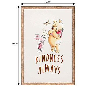 Disney Winnie the Pooh Kindness Always Framed Wood Wall Decor - Large Winnie the Pooh Wall Art for Kids' Bedroom, Nursery or Home Decor