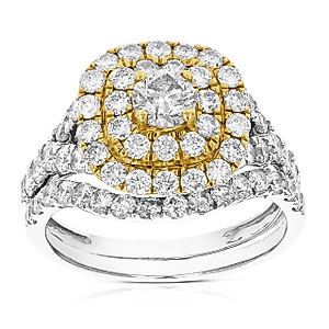 Vir Jewels 1.87 cttw Diamond Wedding Engagement Ring Set 14K Yellow Gold Bridal Size 7