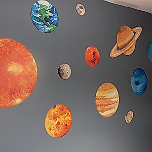 Solar System Wall Stickers for Kids , Universe Space Wall Sticker, Large Size Planet Wall Decal, Space Wall Decor for Bedroom Classroom Playroom Nursery Birthday Gift Idea(L)
