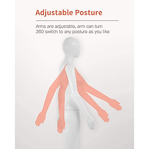 Female Mannequin Torso Manikin Dress Form 69" Realistic Full Body Mannequin Display Head Turns with Metal Base Plastic Adult Woman Adjustable Detachable Poseable Mannequin Model Mannequin Stand, White