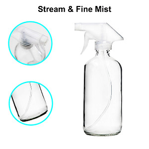 Youngever 4 Pack Empty Glass Spray Bottle, 16 Ounce Clear Glass Spray Bottle for Essential Oils with Extra Durable Trigger Sprayers