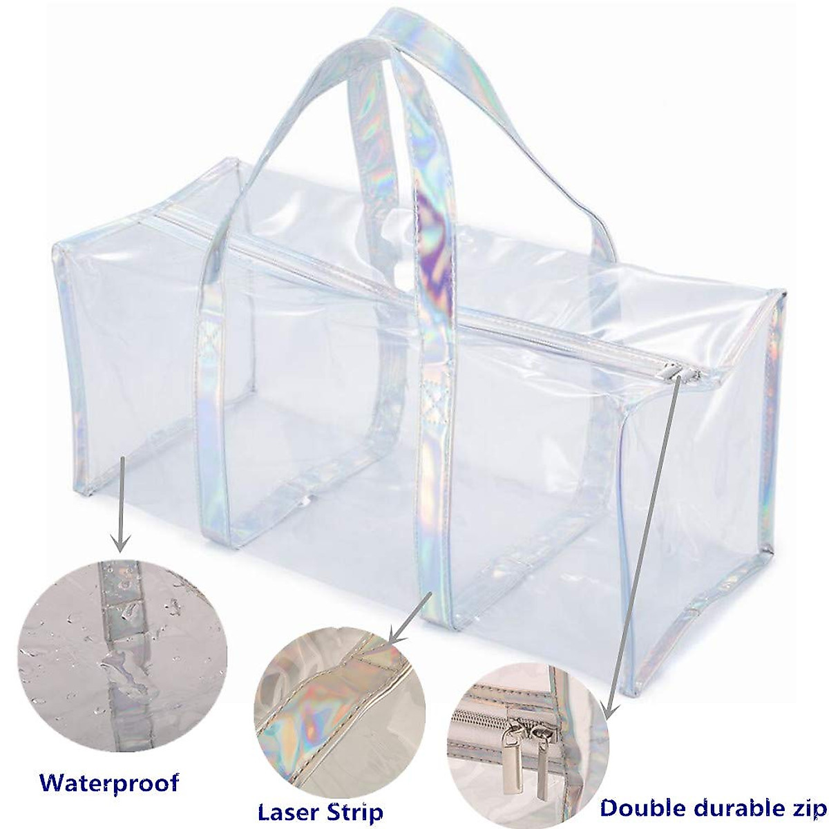 GigabitBest Clear Tote Bag Transparent Bag Stadium Approved Travel Gym See Through Toiletry Bag for Women