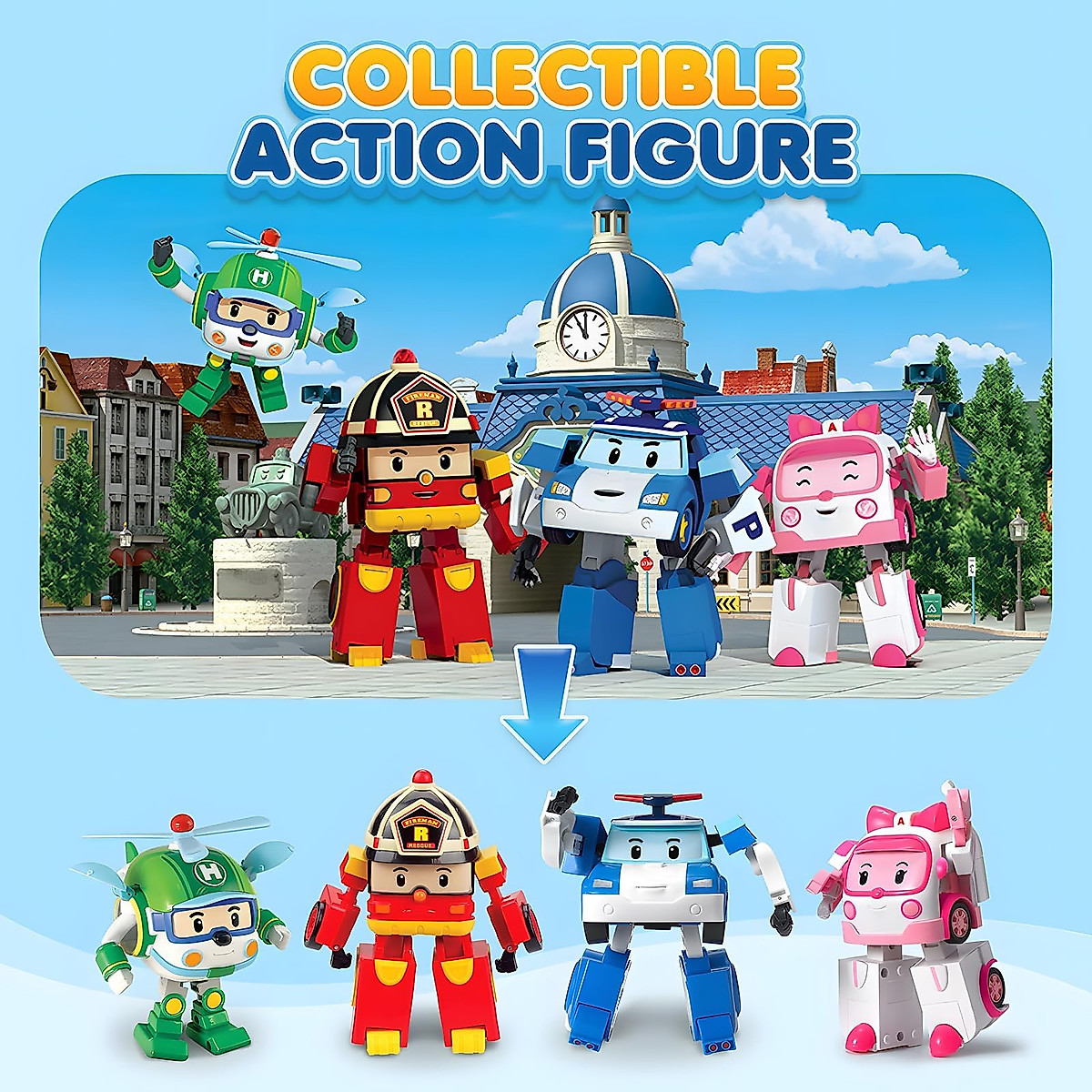 Robocar Poli 2 Pack Poli + Helly Transforming Robot Toys, 4" Transformable Action Figure Toy,Emergency Vehicle Playset, Holiday Birthday Rescue Team Car Toys Gift for Boys Girls Age 1 2 3 4 5